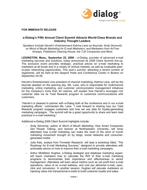 DRAFT FOR REVIEW - e-Dialog