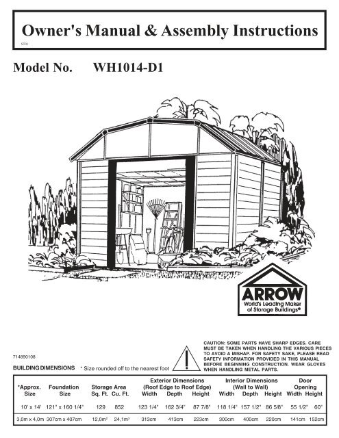 Arrow Storage Building Parts