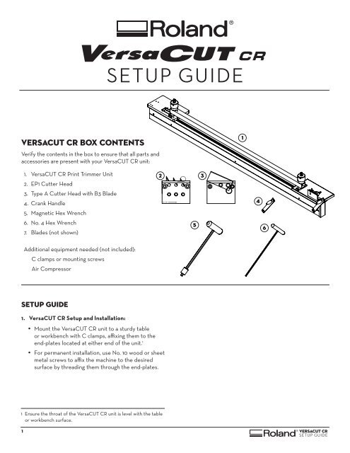 VersaCUT CR Setup and User Manual - Support - Roland