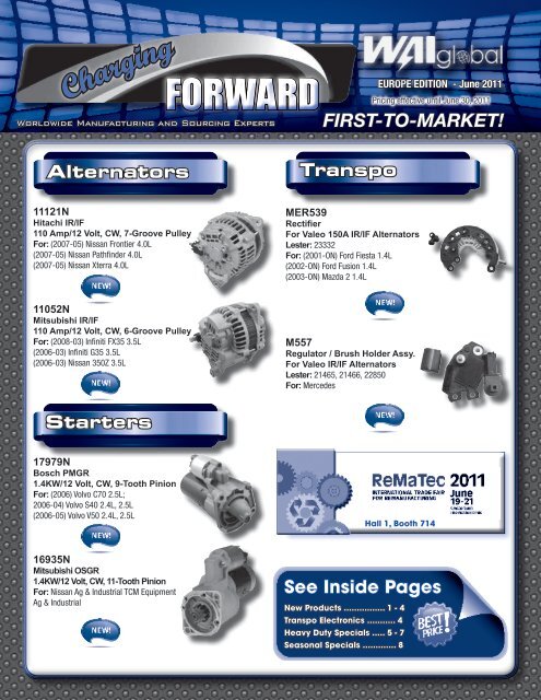 Waiglobal Logo WAI Global Offers Automotive Starters, Alternators
