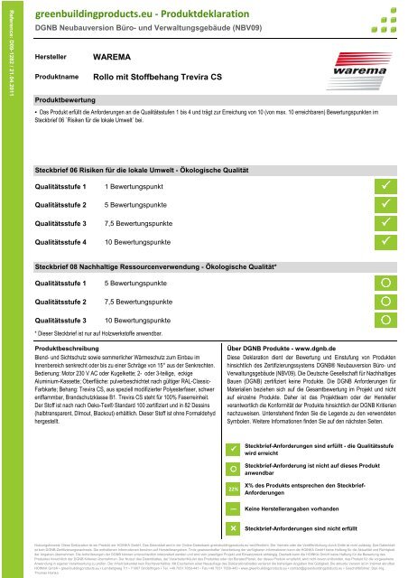 DGNB - Rollo (PDF) - Warema
