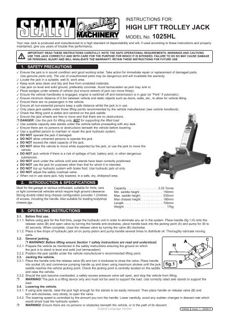 Instructions - Sealey