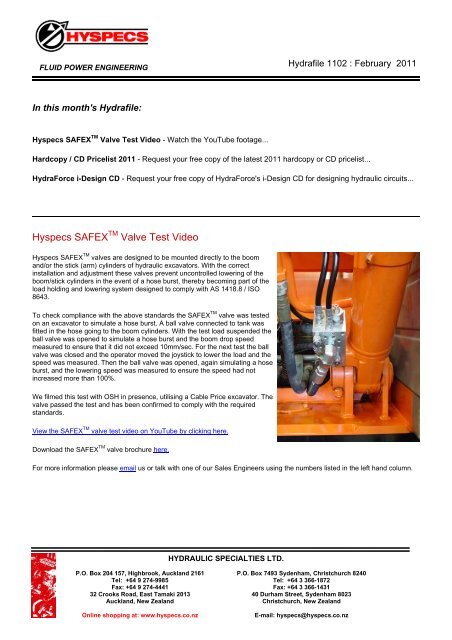 Hyspecs SAFEX Valve Test Video