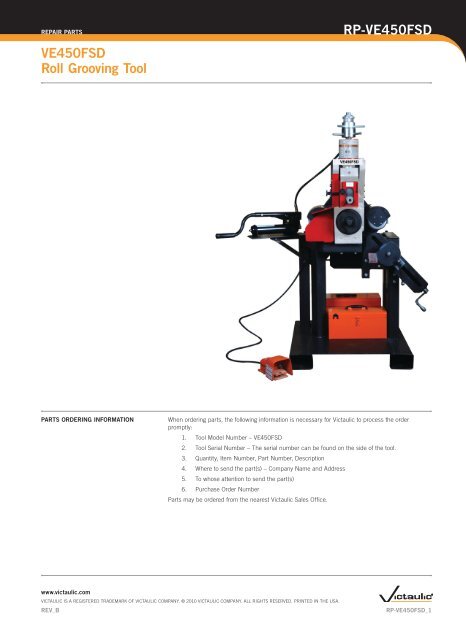 VE450FSD Roll Grooving Tool RP-VE450FSD - Victaulic