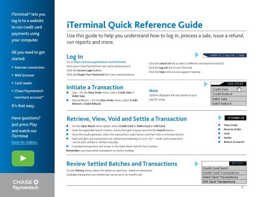 iTerminal Quick Reference Guide - Chase Paymentech