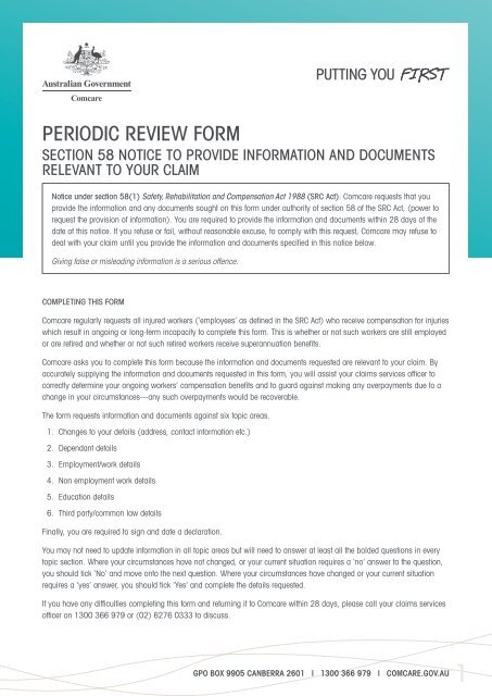 Periodic Review Form PDF 116KB Comcare periodic-review-form-pdf-116kb-comcare