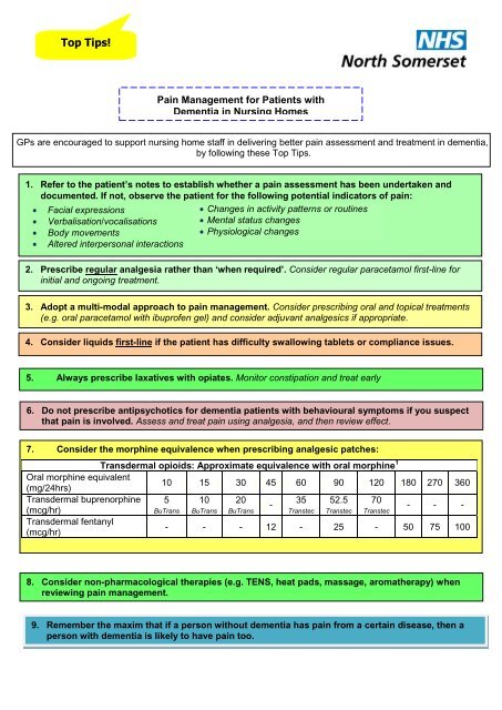 Pain assessment tool and top tips - NHS North Somerset