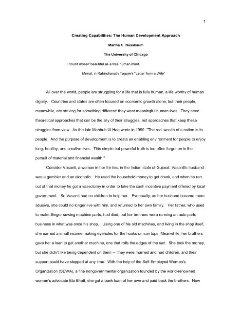 Creating capabilities, the human development approach