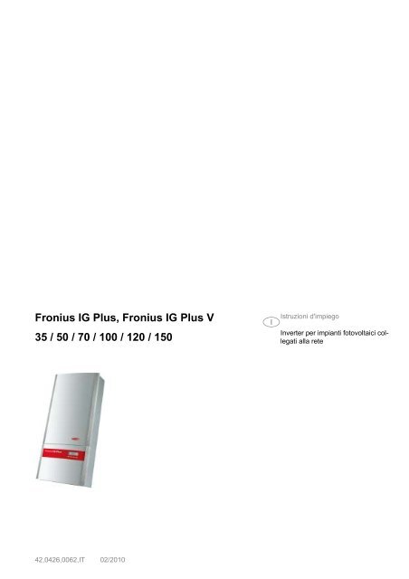 Fronius IG Plus, Fronius IG Plus V, 35 / 50 / 70 / 100 / 120 / 150 [42 ...