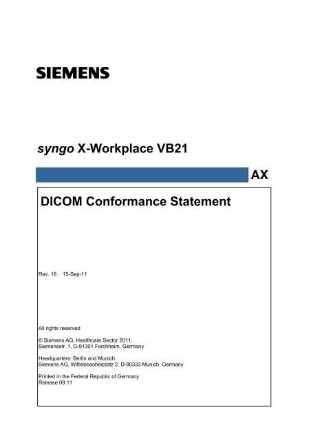 syngo X-Workplace VB21 ... - Siemens Healthcare