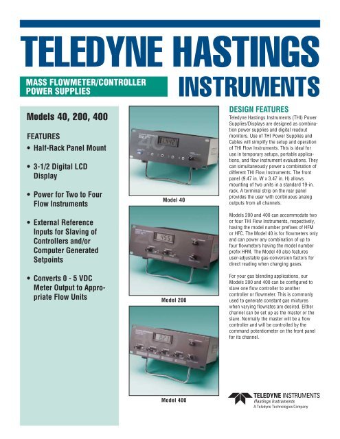 Model-40 - Teledyne Hastings Instruments