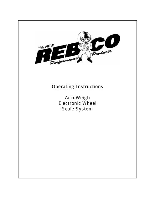 Printer friendly version - Rebco Performance Products
