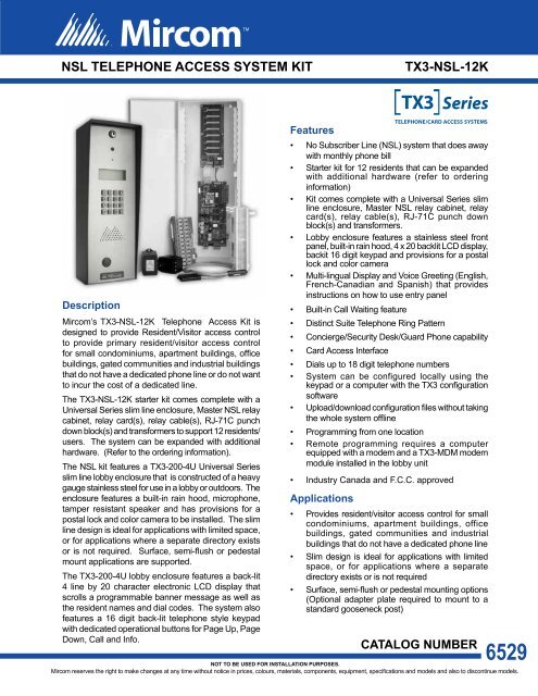 CAT-6529_TX3-NSL-12K - Mircom