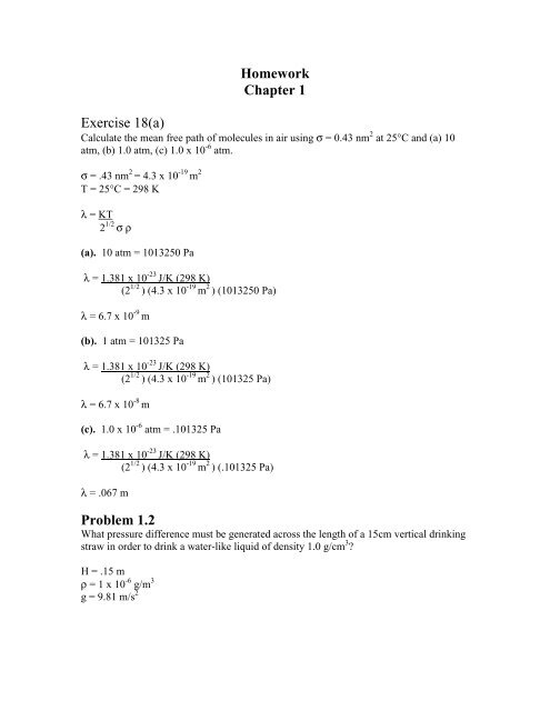 Homework Chapter 1 Exercise 18(a) Problem 1.2