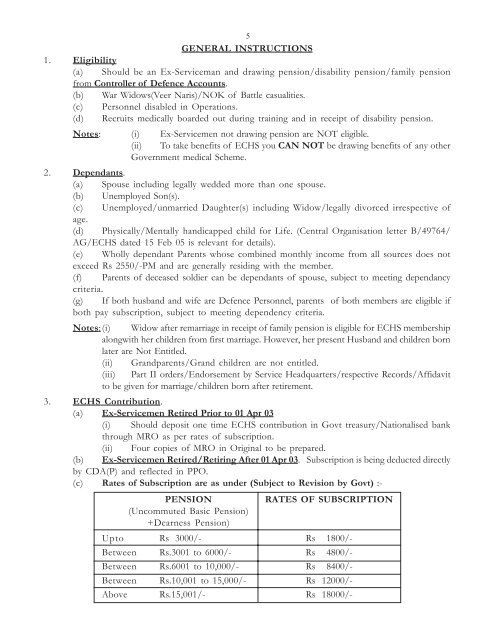 General Instructions for ECHS - Indian Airforce