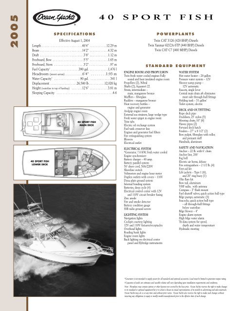 Download A Spec Sheet - Ocean Yachts Inc.