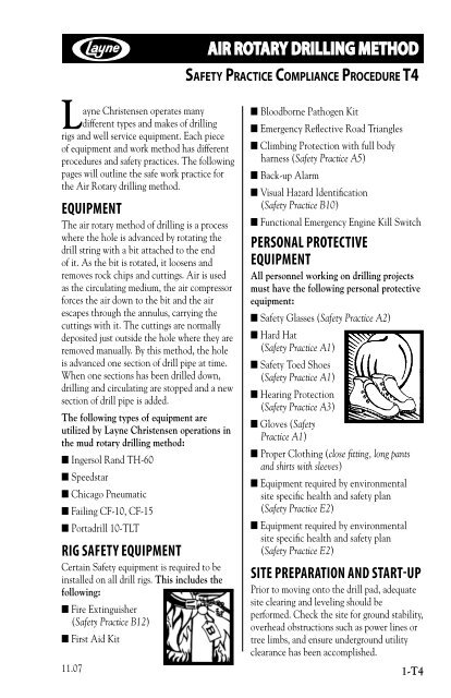 AIR ROTARY DRILLING METHOD - Layne Safety