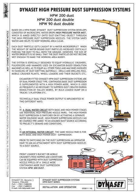 Dust Suppression Spec. Sheet - Gensco Equipment