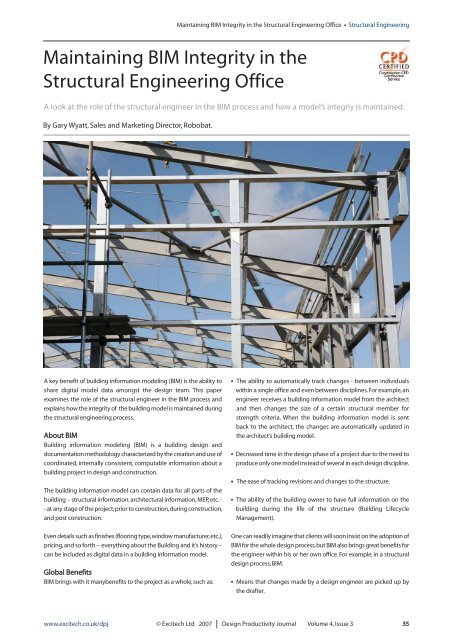 Maintaining BIM Integrity in the Structural Engineering Office - Excitech