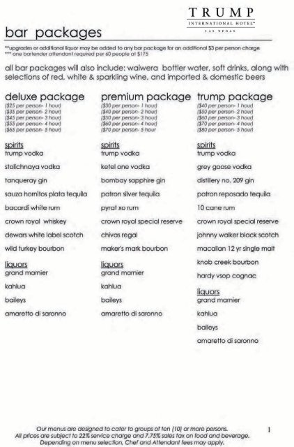 Trump International Hotel Las Vegas - Bar Menu