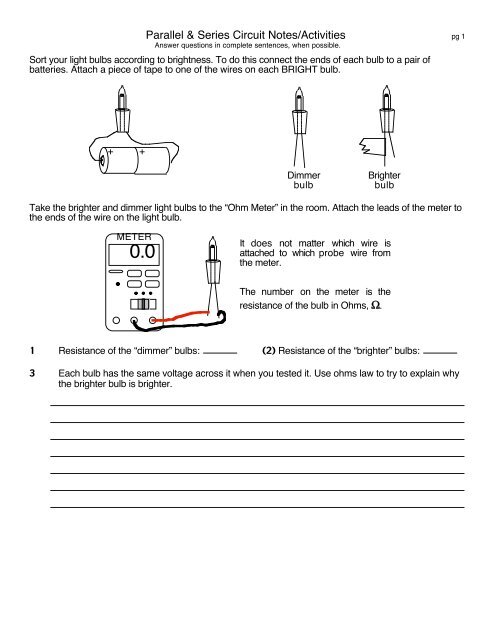 Parallel & Series Circuit Notes/Activities