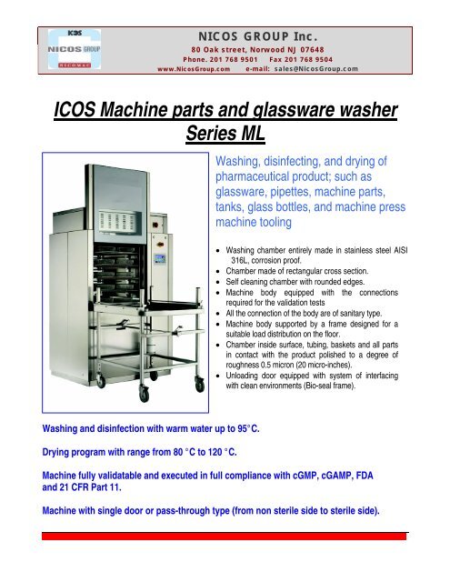 ICOS Machine parts and glassware washer Series ML