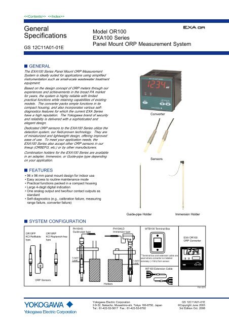 OR100 Panel Mount ORP Measurement System - Yokogawa