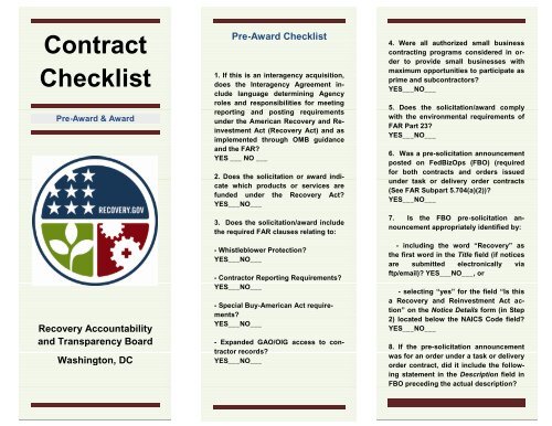 Contract Checklist - GSA
