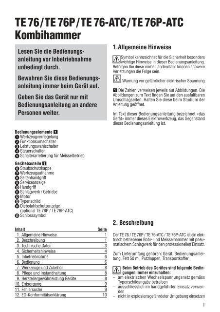 TE76/TE76P/TE76-ATC/TE76P-ATC Kombihammer