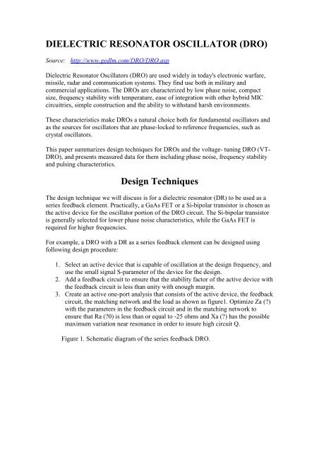 DIELECTRIC RESONATOR OSCILLATOR (DRO) Design ... - ATVA