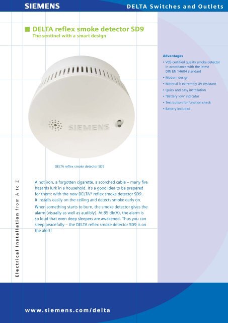 DELTA reï¬ ex smoke detector SD9 - Siemens