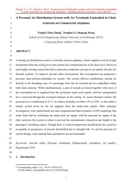 Personalized Air Distribution System in an Aircraft Cabin
