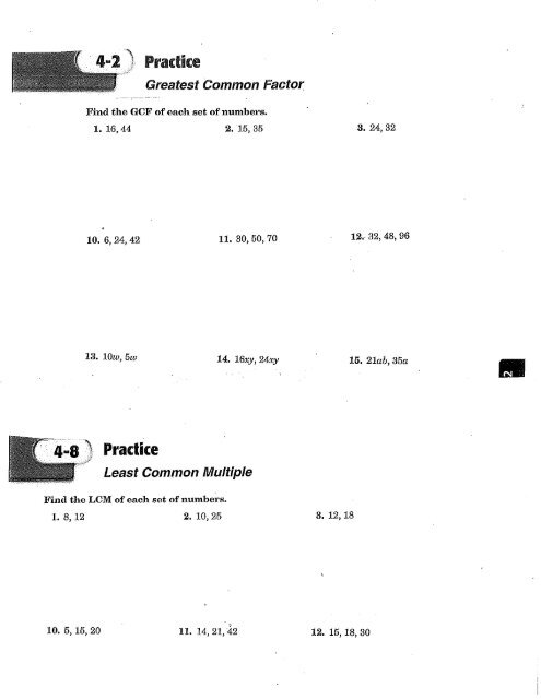 GCF/LCM using Prime Factorization worksheet GCF/LCM using Prime Factorization worksheet