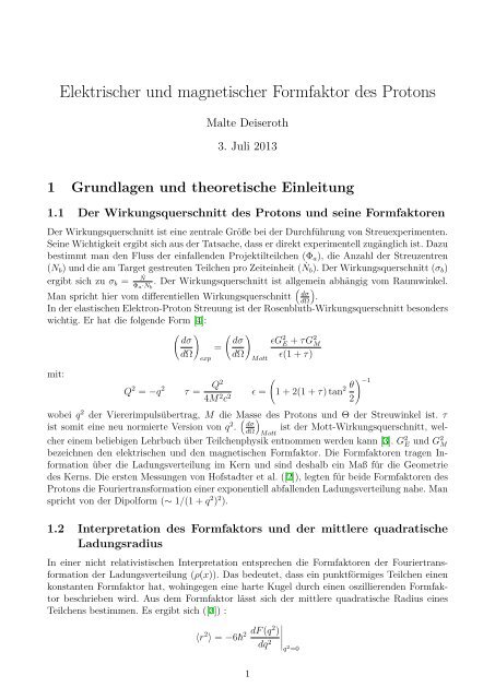 Elektrischer und magnetischer Formfaktor des Protons