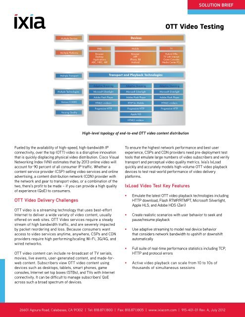 IxLoad OTT Video Testing - Ixia