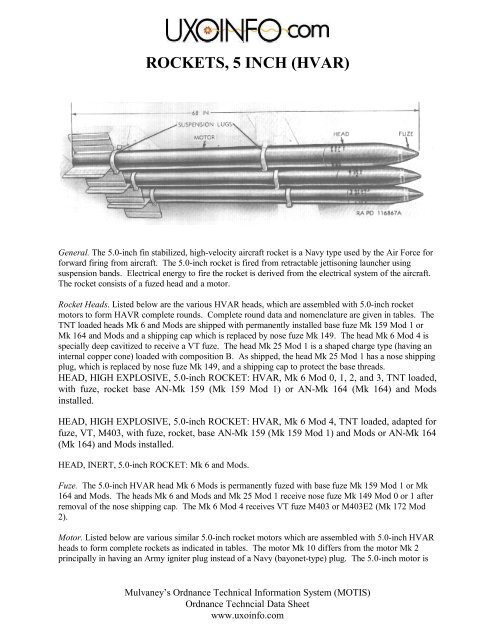 ROCKETS, 5 INCH (HVAR)