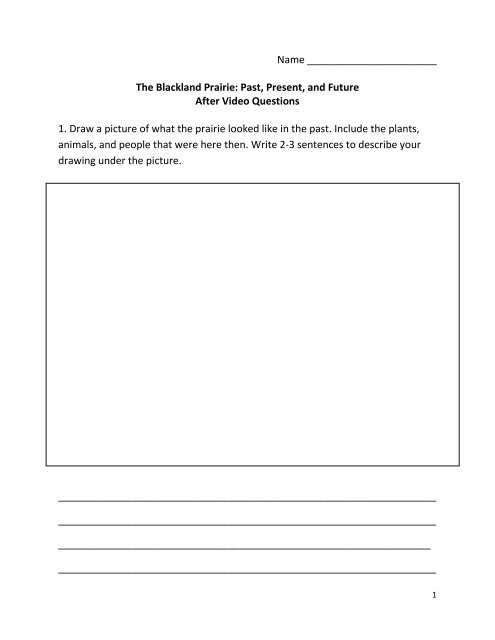 Worksheet for Use with the Blackland Prairie Video - Austin College