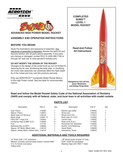Sumo Instructions - AeroTech