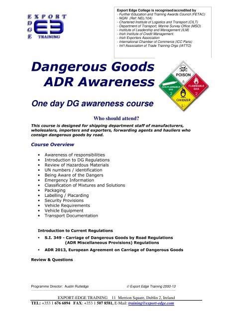 Dangerous Goods ADR Awareness - Export Edge