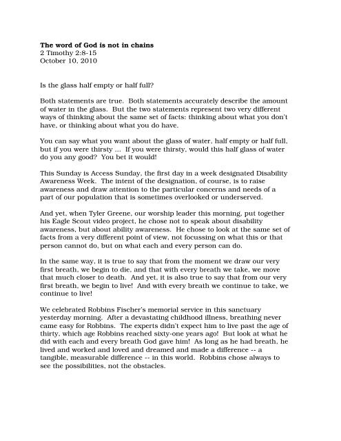 The word of God is not in chains