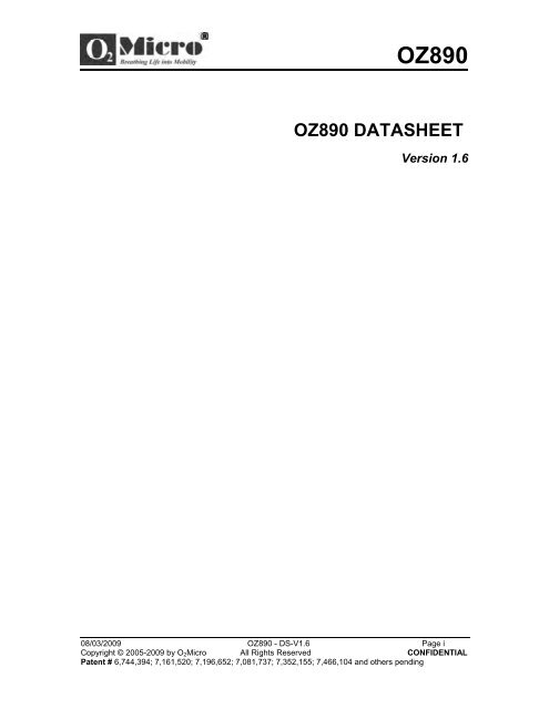 O2Micro OZ890 Datasheet