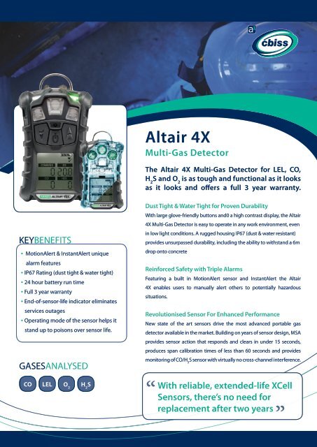 MSA Altair 4X Datasheet - A1 Cbiss
