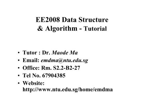 EE2008 Data Structure & Algorithm - Tutorial