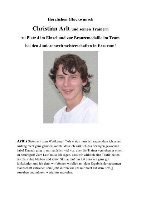 Christian Arlt erkämpft Bronzemedaille bei den ... - Seminar Schule Christian Arlt erkämpft Bronzemedaille bei den ... - Seminar Schule