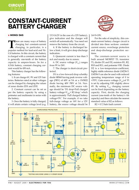 Constant-Current Battery Charger - Electronics For You