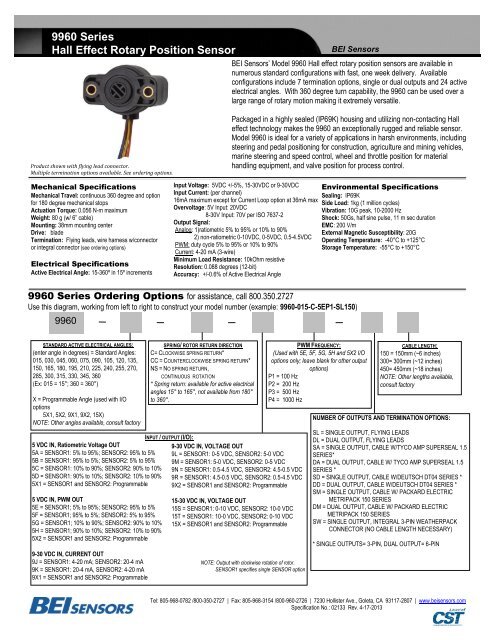 9960 Series Hall Effect Rotary Position Sensor - BEI Sensors