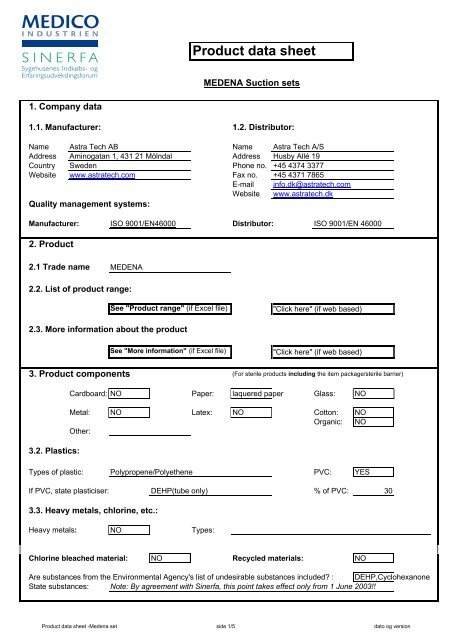 MEDENA suction sets - Astra Tech
