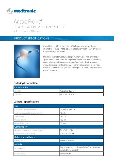 Arctic FrontÂ® - Medtronic CryoCath LP