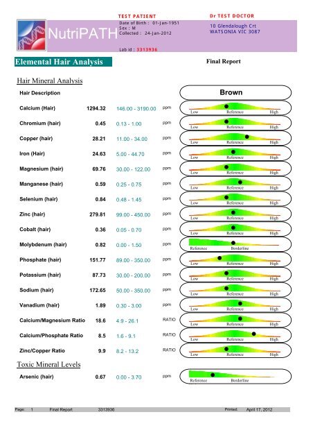 Sample Report Hair Level 2 - NutriPATH