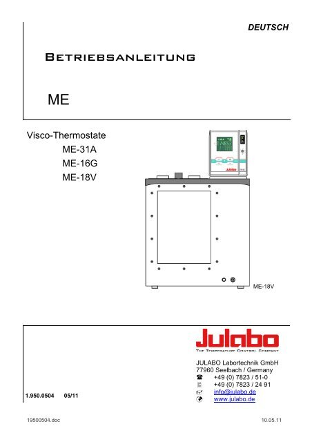 Betriebsanleitung ME-18V - Julabo